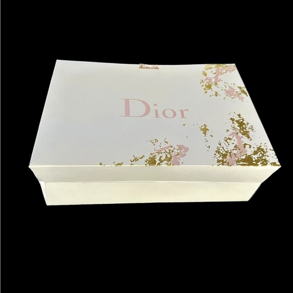Dior | Party Supplies | Dior Paper Gift Bag White Gold Pink Logo Ribbon ...